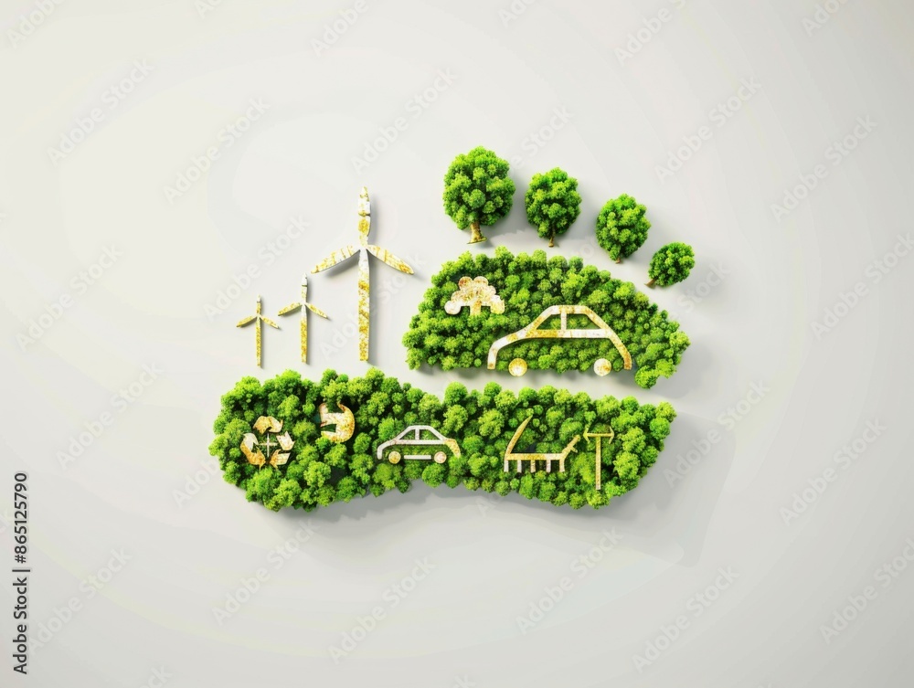 Personal carbon footprint tracker (car, electricity, food icons ...