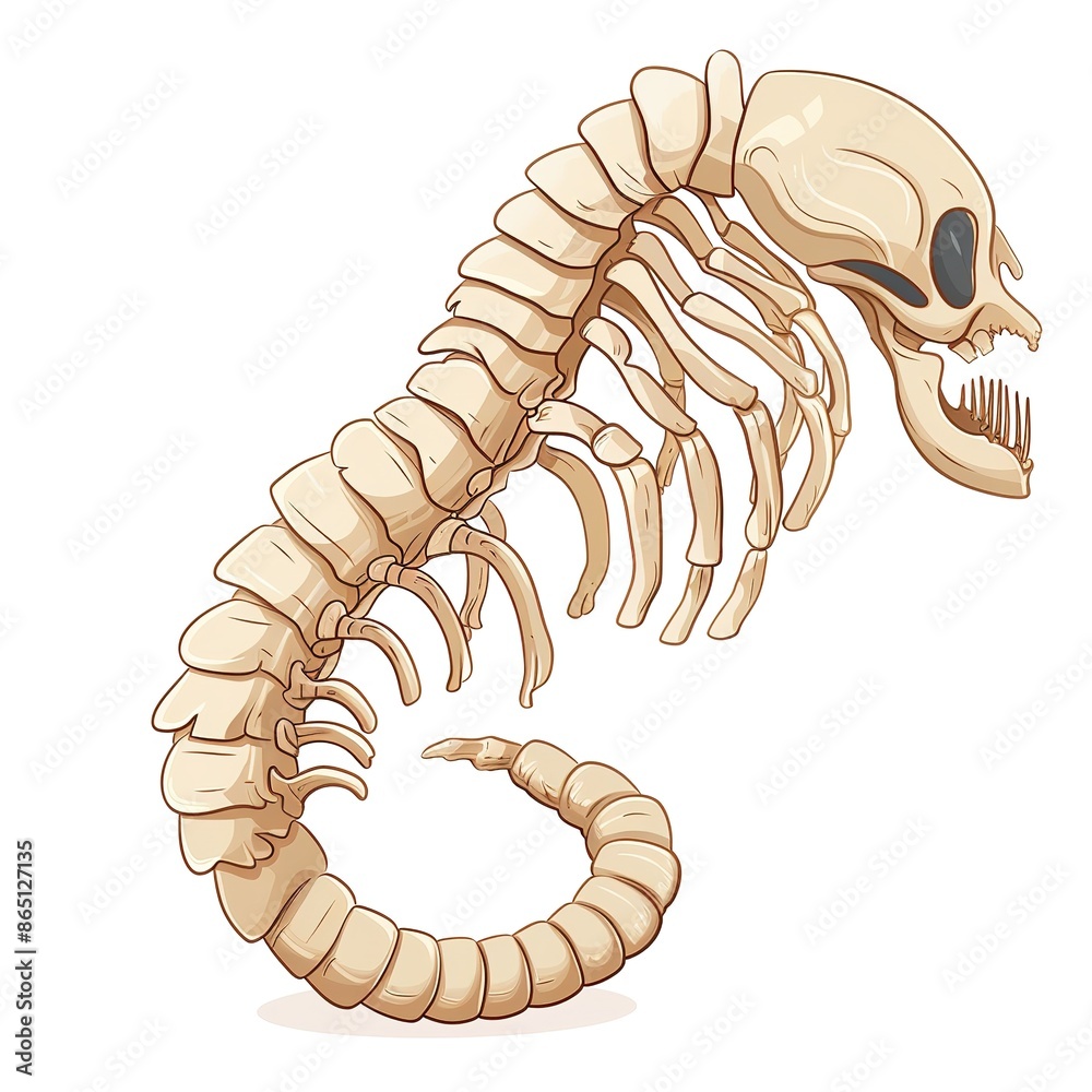 Earthworm skeleton cartoon isolated whitebackground Stock Illustration | Adobe Stock
