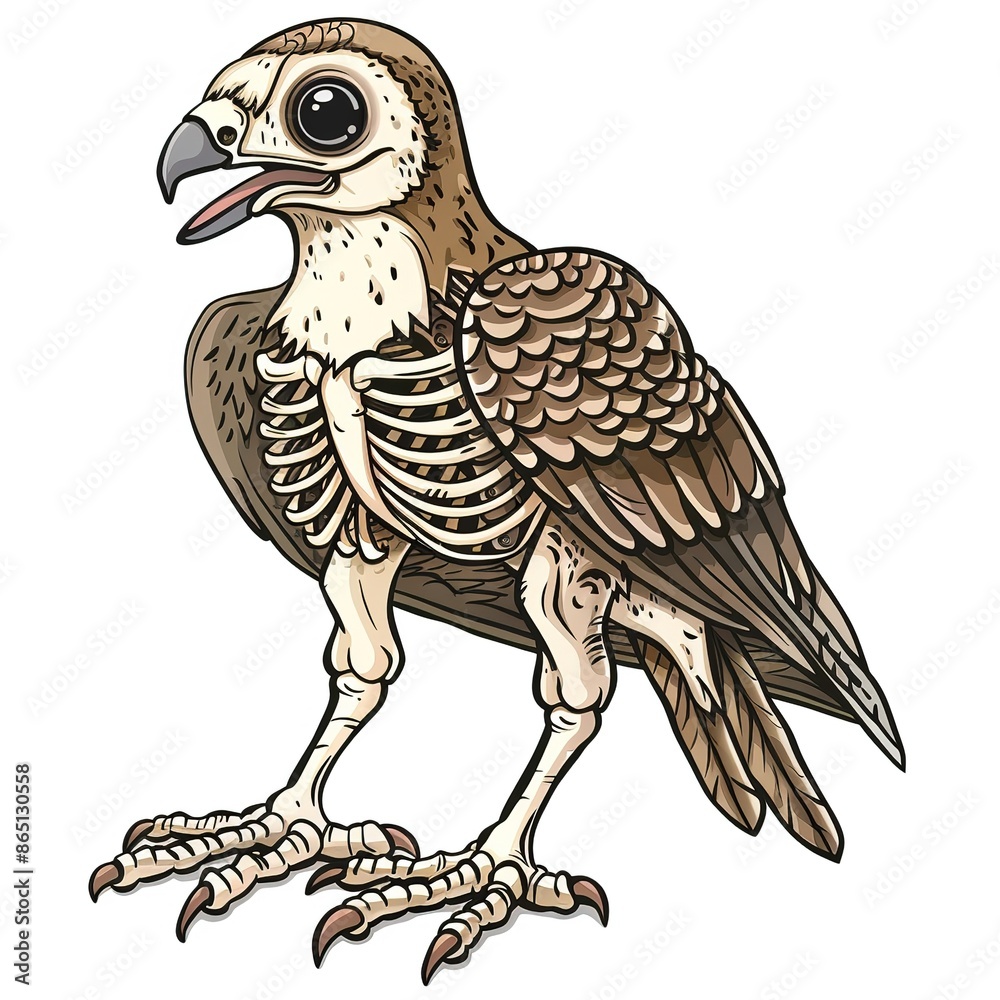 Falcon skeleton cartoon isolated whitebackground Stock Illustration ...