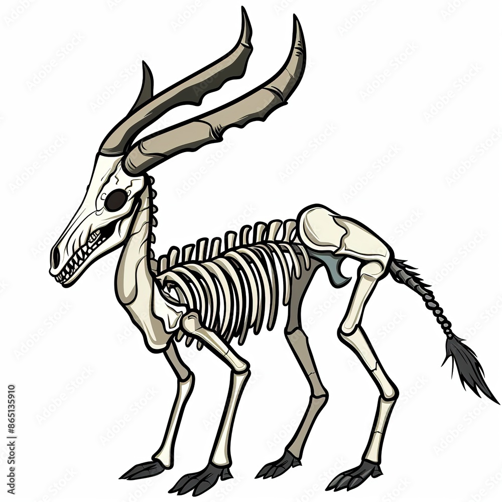 Gazelle skeleton cartoon isolated whitebackground Stock Illustration ...