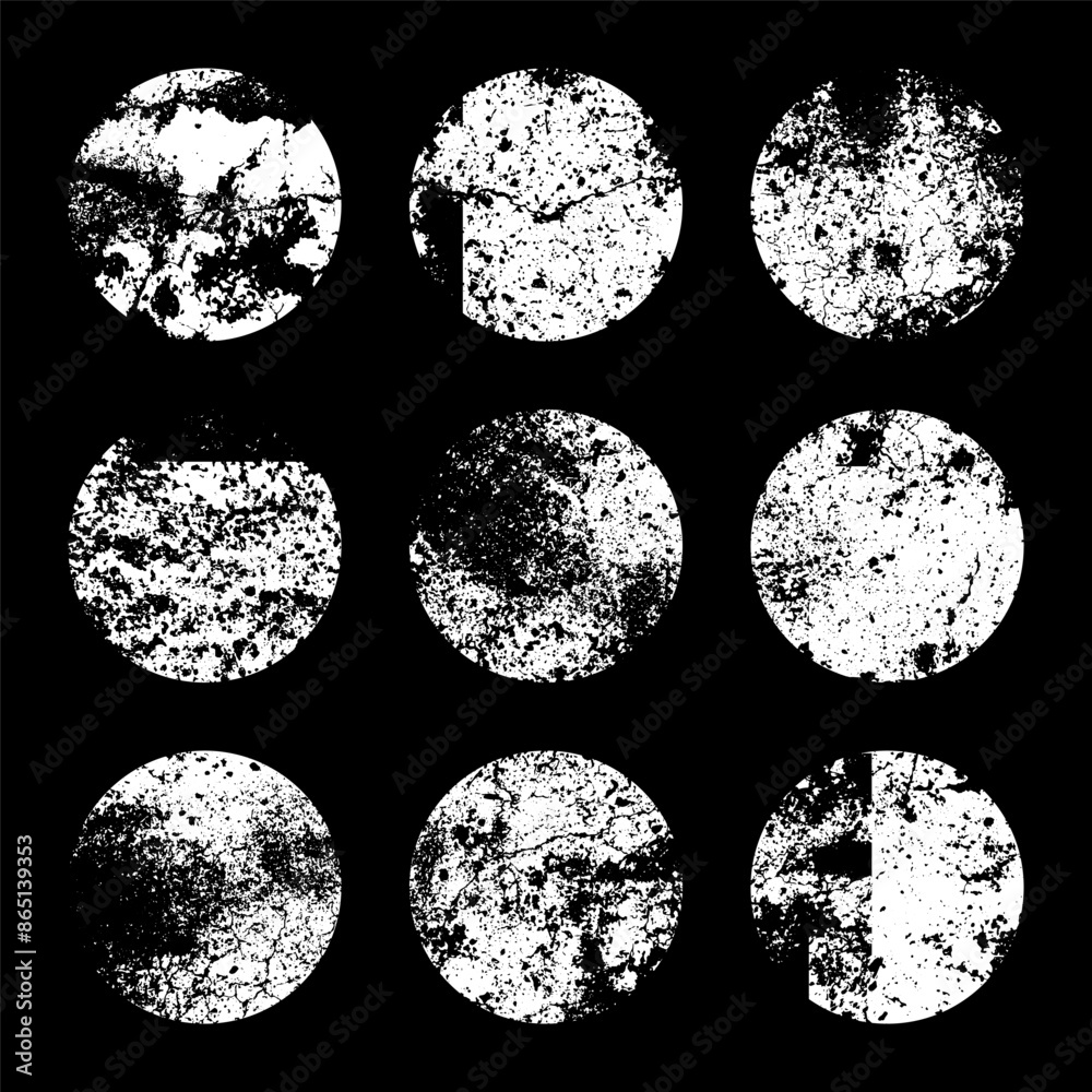Grunge circles with stains and scratches. Circle brush stroke, round ...
