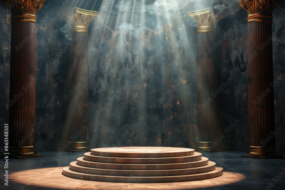 Grand Podium in Ancient Roman Temple Bathed in Heavenly Light. Ideal ...