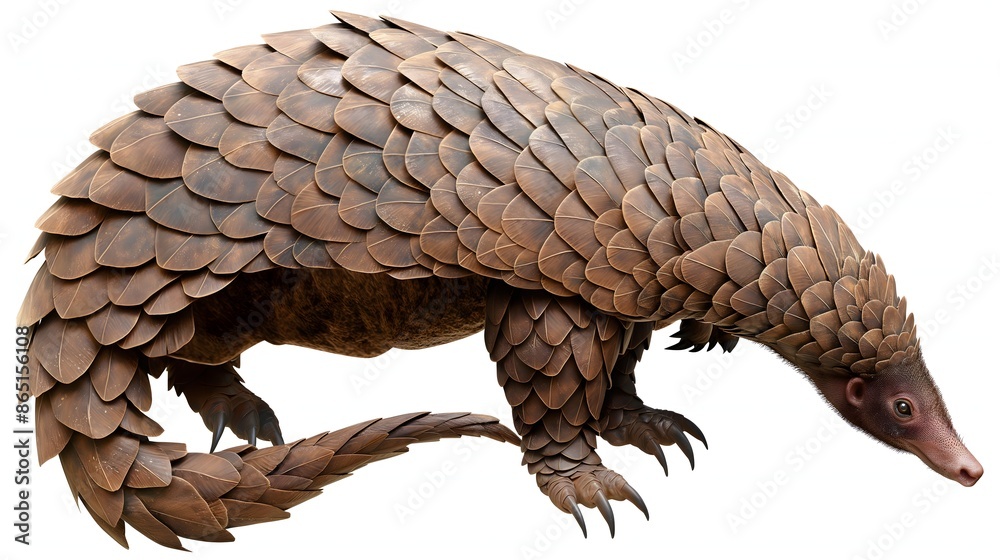 1. Generate a precise digital illustration of a Pangolin in full-body view, meticulously ...