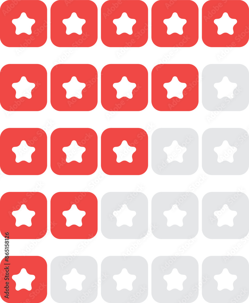 Set of stars rating design elements. Kit of star shapes for ranking interface. Voting symbols ...