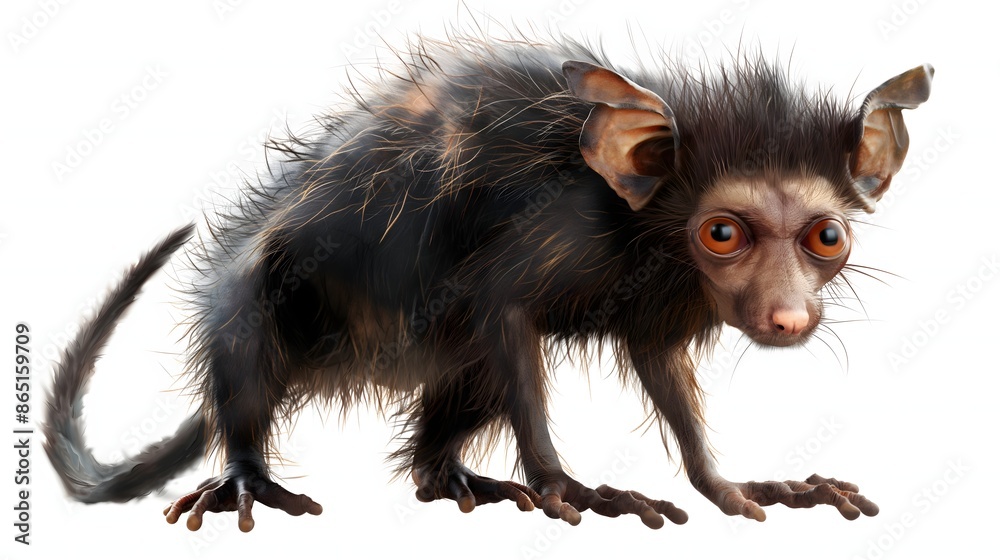 1. Generate a detailed digital illustration of an Aye-Aye in full-body ...