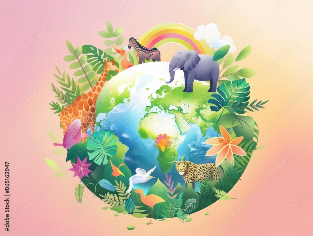 Climate zones illustration (tropical, temperate, polar symbols) (biome ...