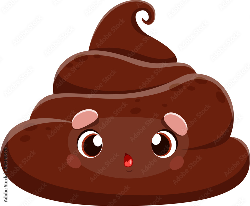 Cartoon poop emoji, cute poo with expressive big surprised eyes and ...