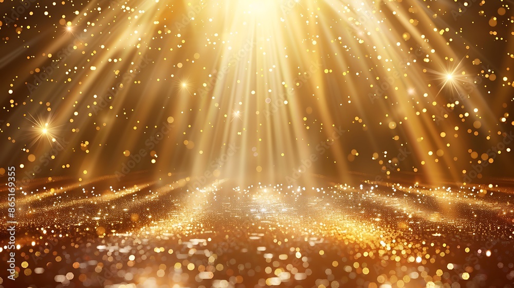 Luxurious background featuring golden light rays and sparkling sparks ...