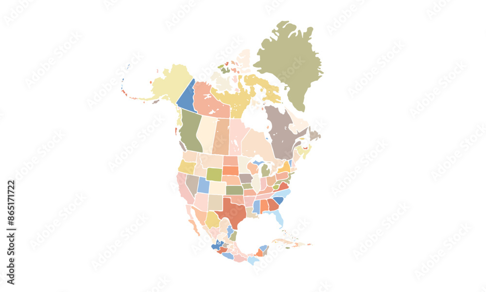 Map of North America isolated modern colorful style. for website ...