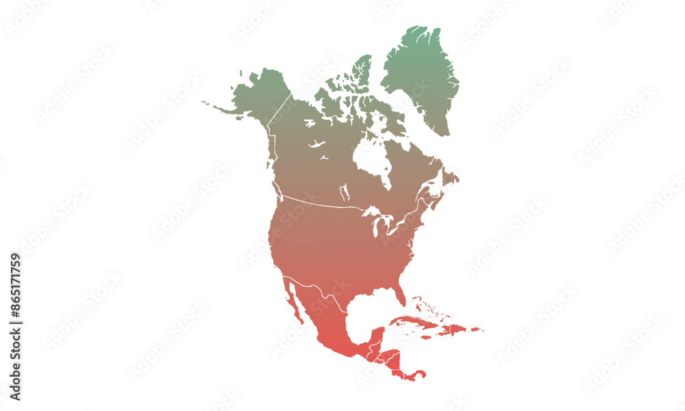 Map of North America isolated modern colorful style. for website ...