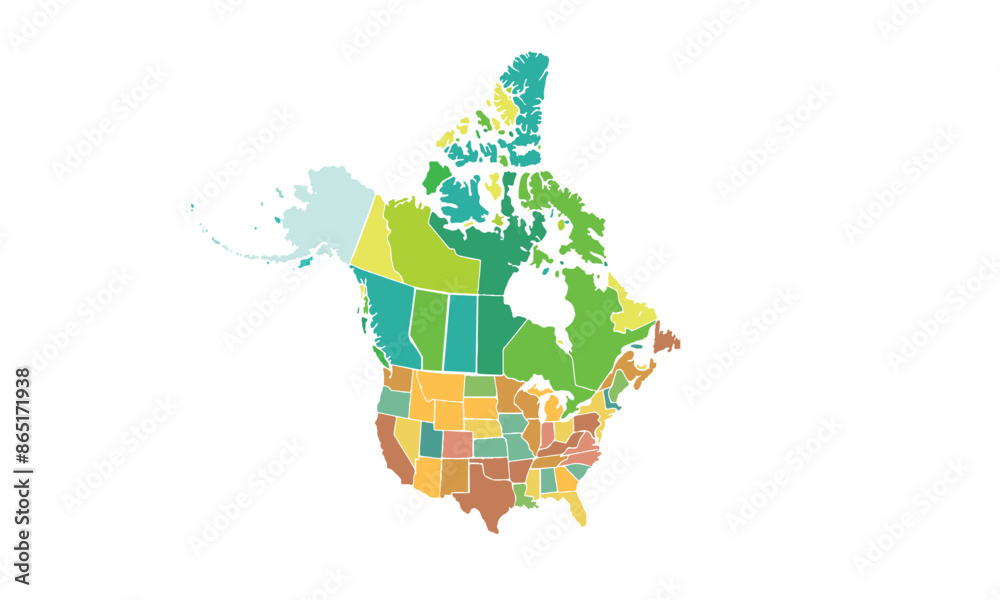 Map of North America isolated modern colorful style. for website ...