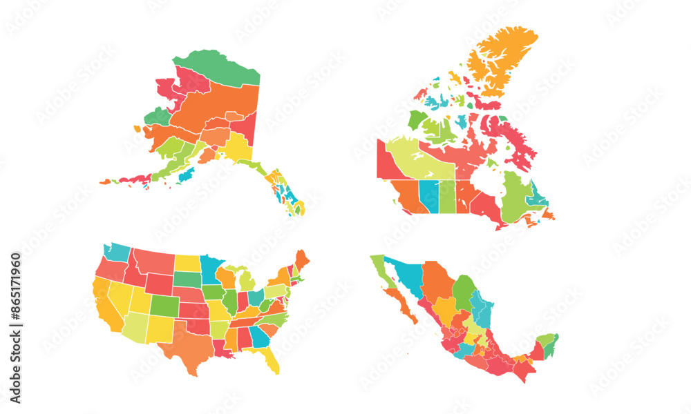 Maps of America isolated modern colorful style. for website layouts ...