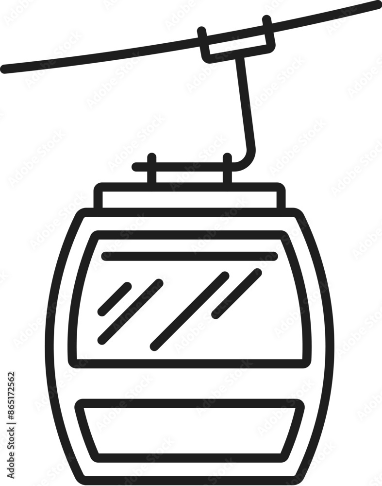 Singapore travel and vacation icon of cable car for tourism attraction ...