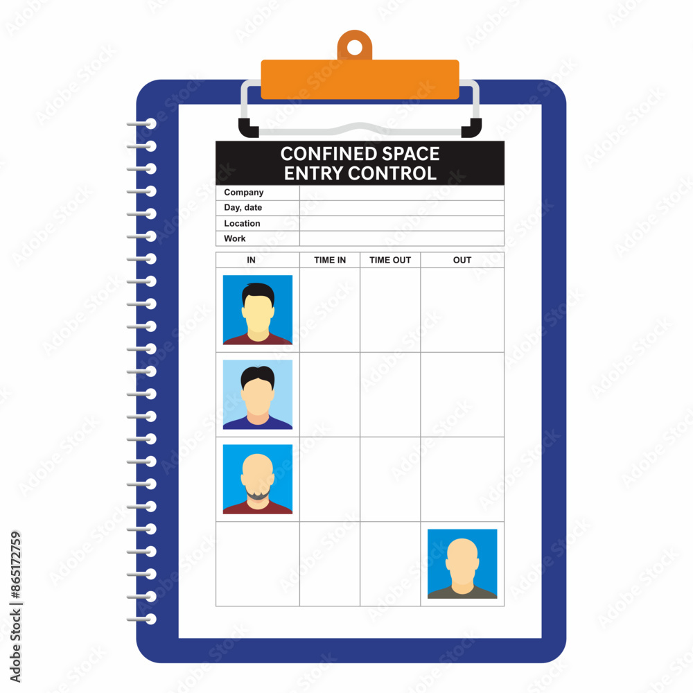 Confined and limited space work entry control document vector ...