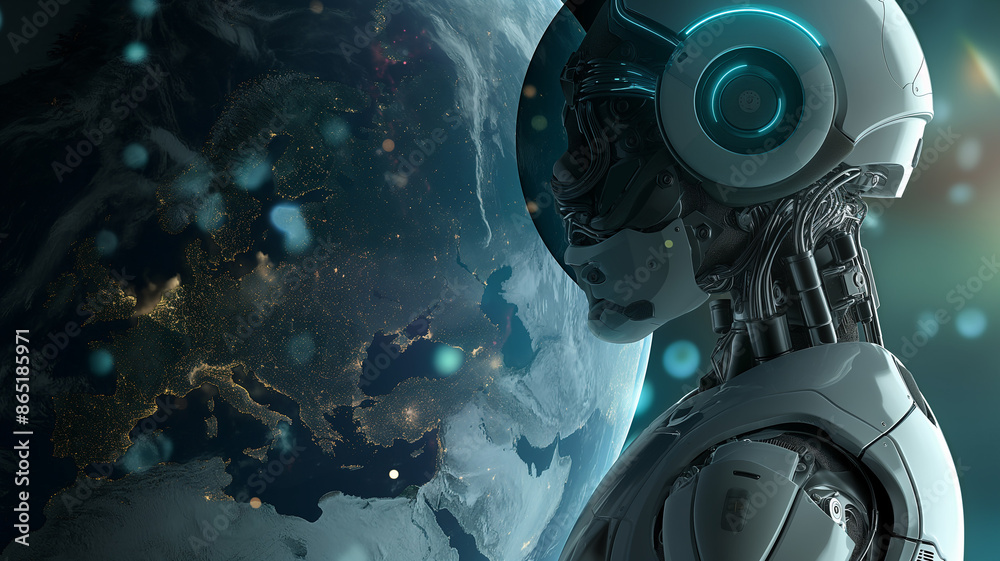 Futuristic technology background. Artificial intelligence supported ...