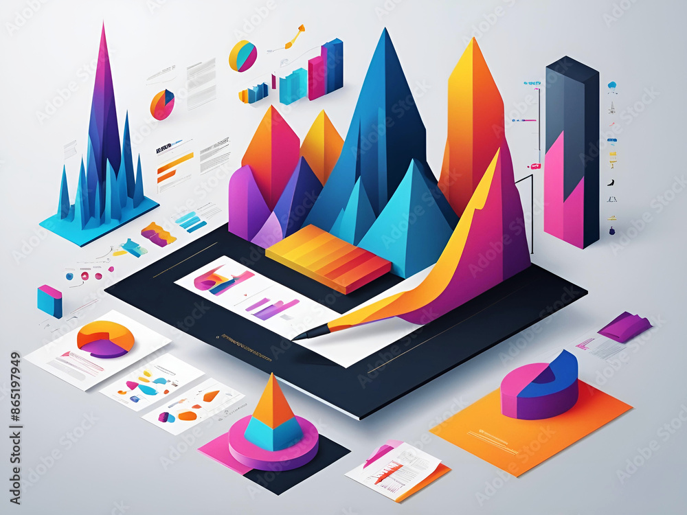 Abstract 3d infographics designs for web design. A set of tools for ...