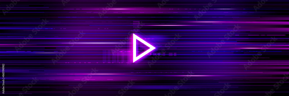 Video game glitch background of retro TV or computer screen with purple ...