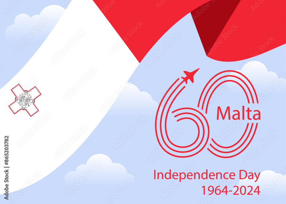 60 years anniversary of Malta Independence Day. Maltese flag is ...