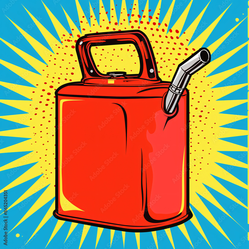 Cartoon gas can in comic style on white background Stock Illustration ...