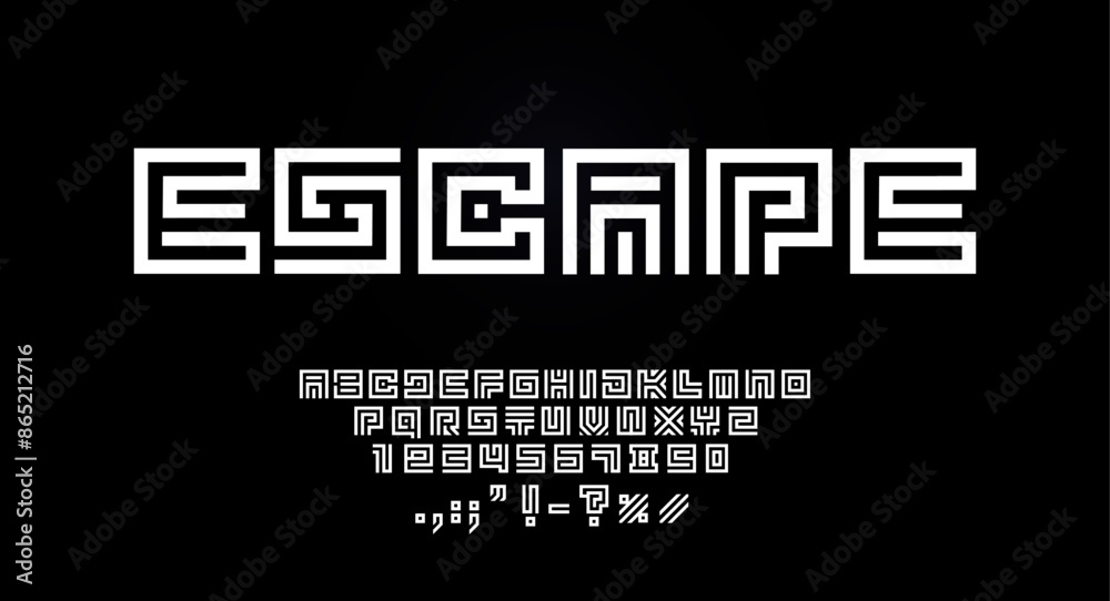 Labyrinth maze font, geometric typeface, architect type, line english ...