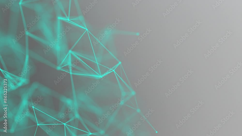 Turquoise plexus. Binding gray background. Looped abstract neon network ...
