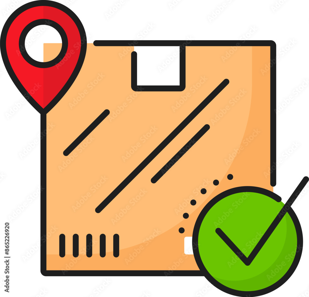 Order delivered color line icon of delivery box or parcel package ...