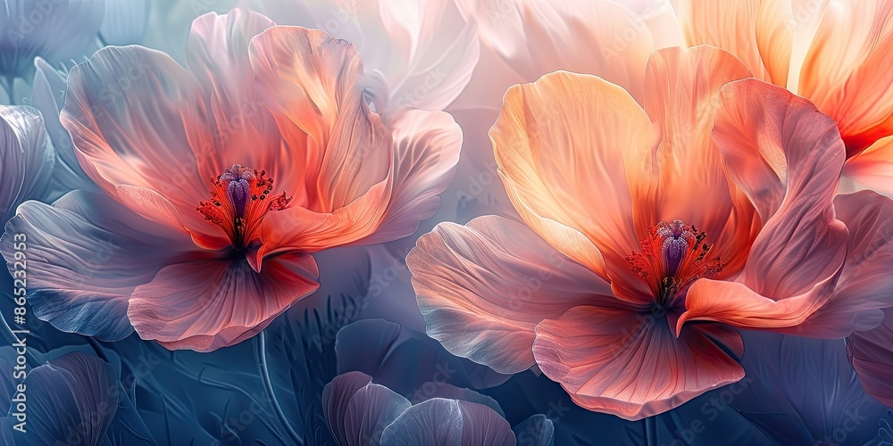 Stunning digital artwork of flowers with semi-transparent petals in ...