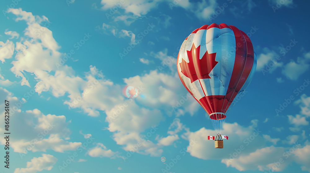 iternational canada day , Hot Air Balloon as Canada Flag in Flight on a ...