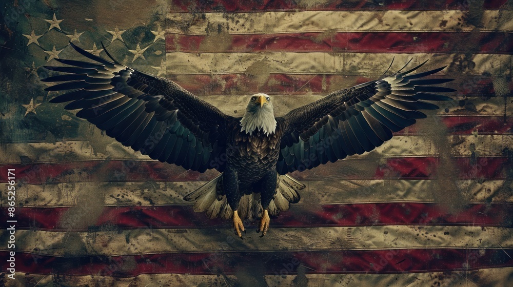 An American flag is soaring through an eagle's wings in this gritty ...