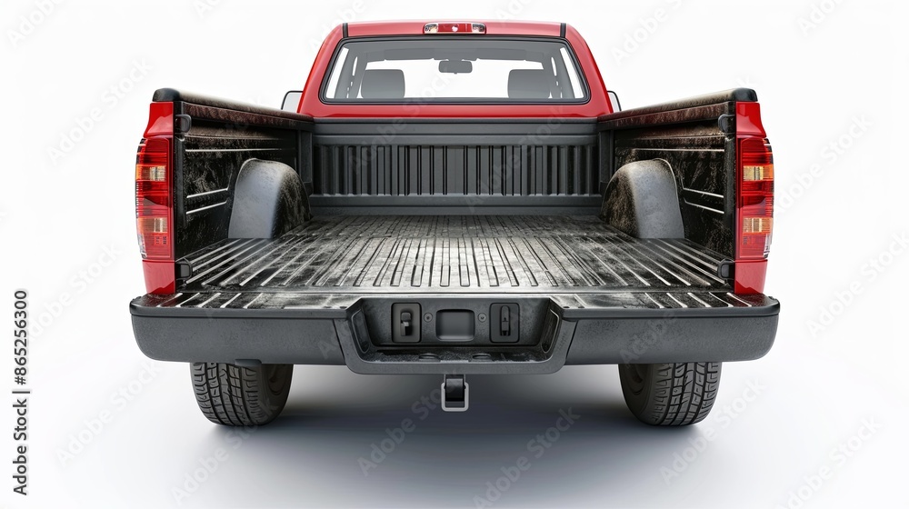 Open empty back of pickup truck isolated on white background Stock ...