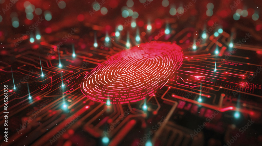 Secure fingerprint biometric identification system scanning with cyber ...