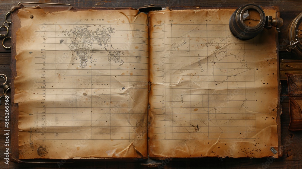 open book features antique nautical chart navigation map pattern on old ...