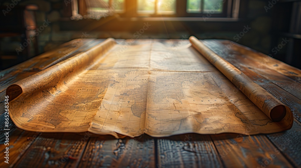 ancient navigation map pattern on old paper scroll texture , old ...