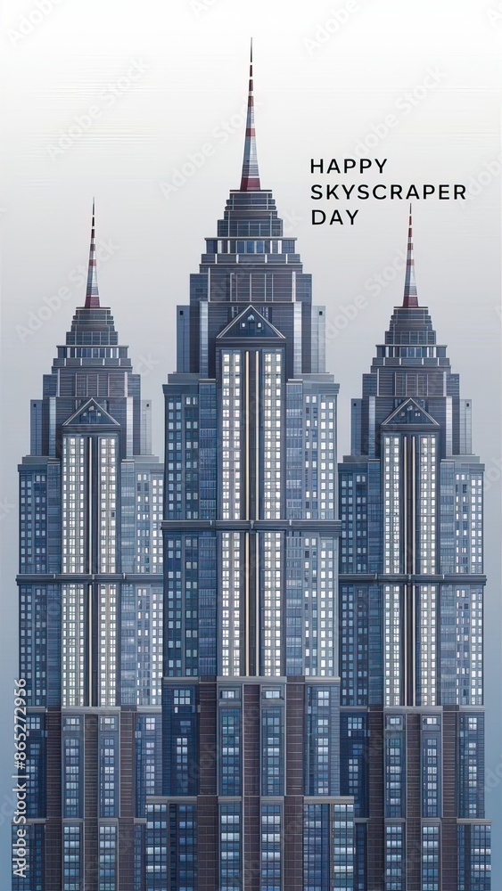 Skyscraper Day, Poster, Happy Skyscraper Day, Story, Three skyscrapers ...