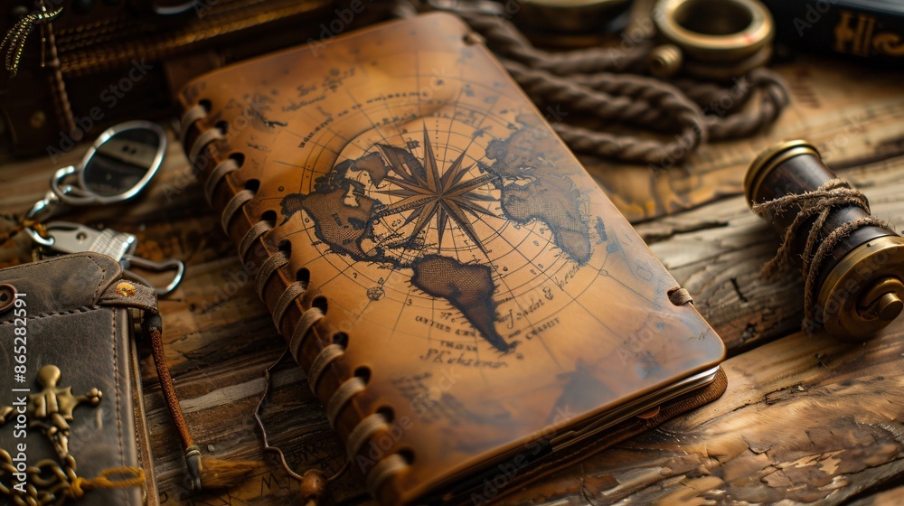 ancient navigation map pattern leather book texture , old fantasy ...