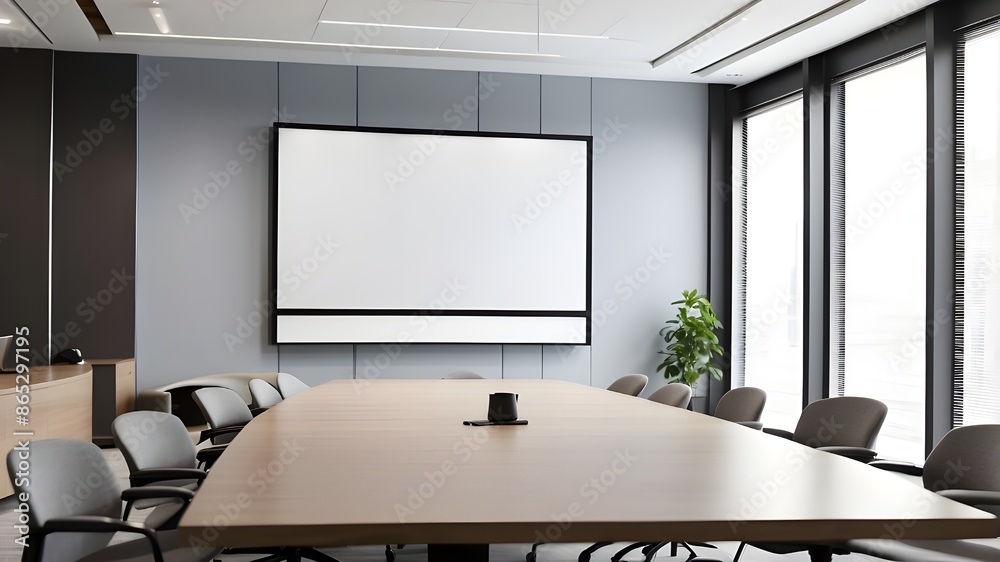 empty blank screen mockup for a conference room used for business ...
