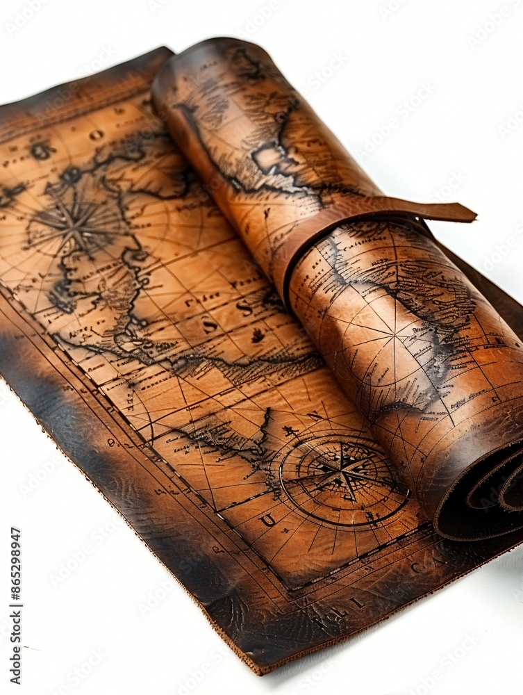 ancient navigation map rolled leather texture , old fantasy vintage ...