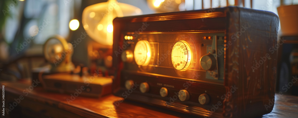 Old School Radio: A vintage radio from the 1950s, with glowing dials ...