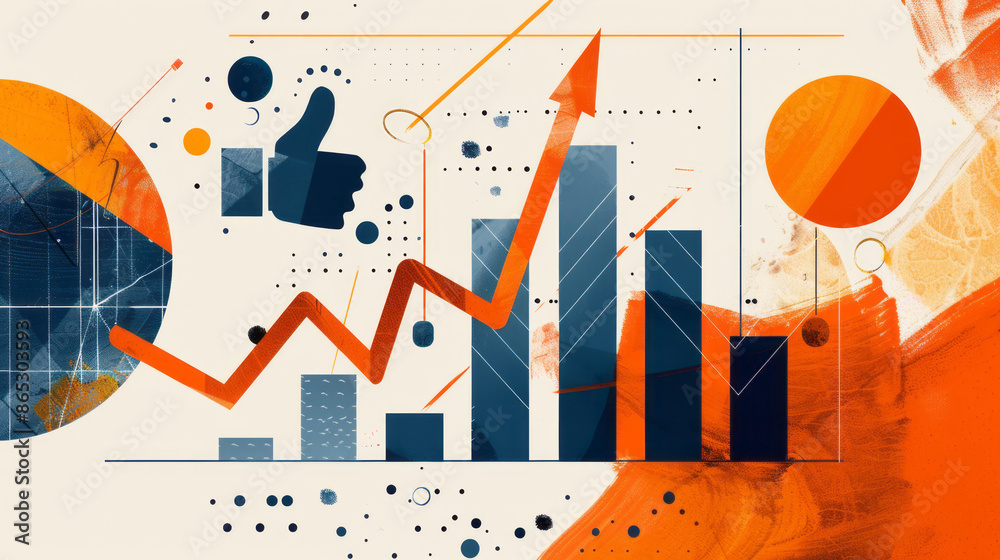 An illustration of two thumbs up and an upward arrow, symbolizing a ...