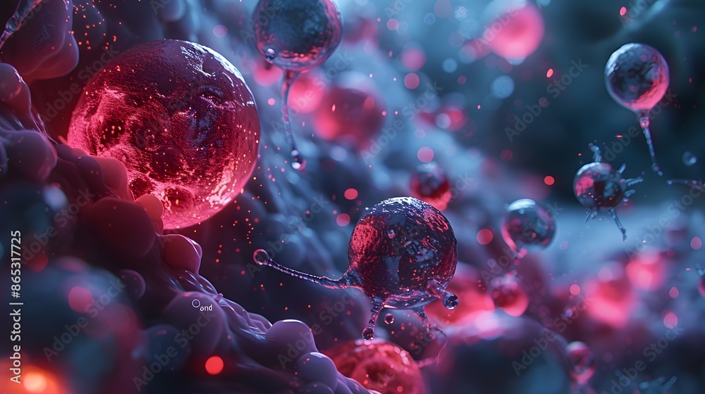 Cells in an human cell line, highlighting the delicate and intricate ...