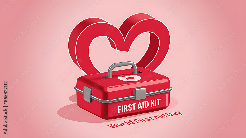 world first aid day, Red heart and first aid kit for, World First Aid ...