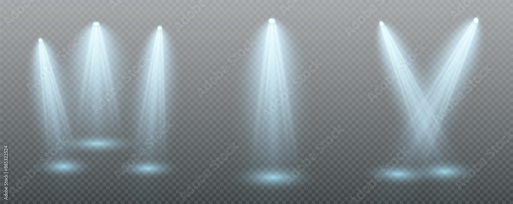 The vector set of light includes a light source, studio lighting, walls ...