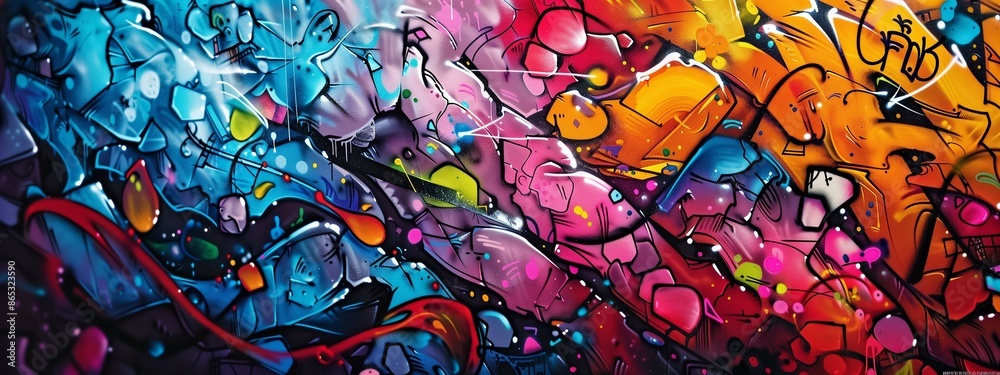 Graffiti art piece，colorful patterns and shapes,urban-inspired ...