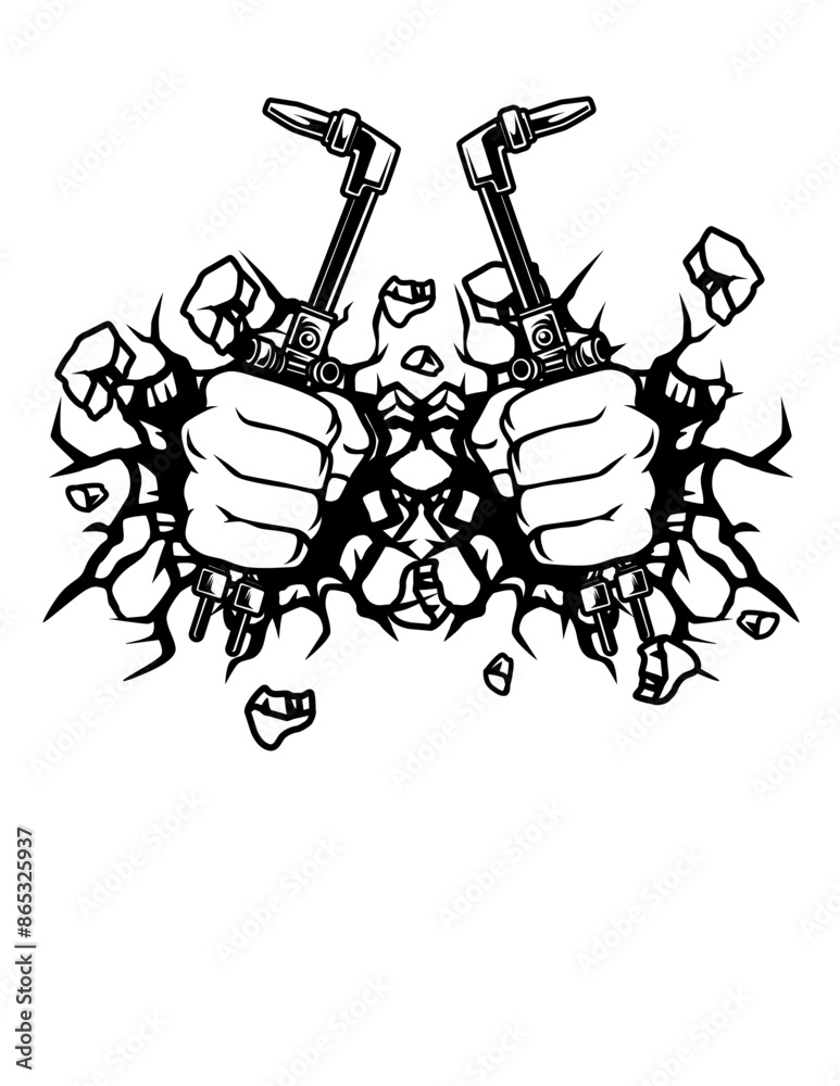 Wall Smash Welder Illustration, Wall Crack Welder Cut File, Engineer ...