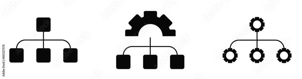 organization management with gear setting icon set teamwork structure ...