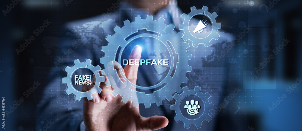 Deep Fake news artificial intelligence in media technology concept on ...