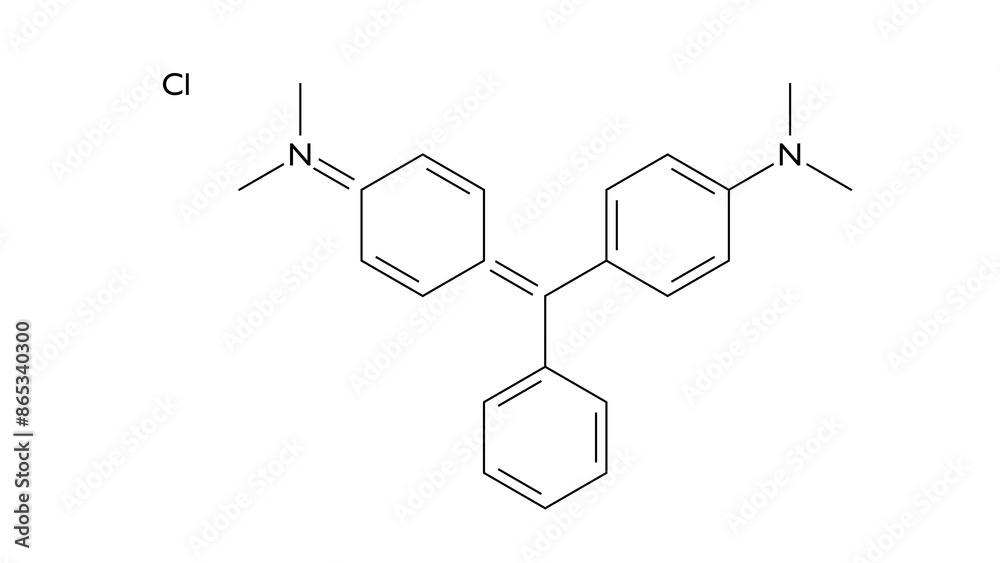 malachite green molecule, structural chemical formula, ball-and-stick ...