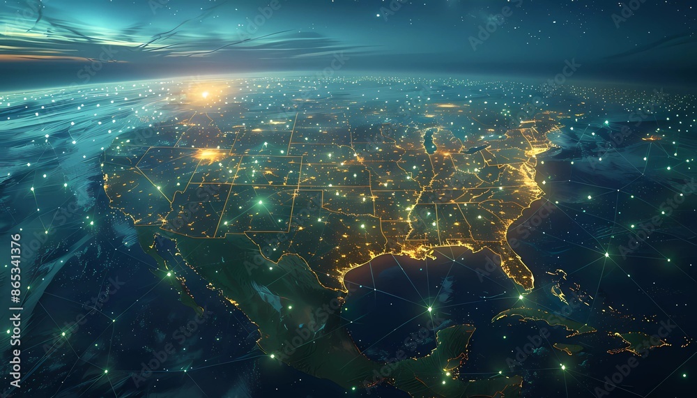 ภาพประกอบสต็อก Renewable Energy Integration with IoT, map of renewable ...