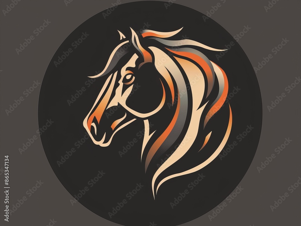 Black stallion head logo, equine illustration, horse design, stallion ...