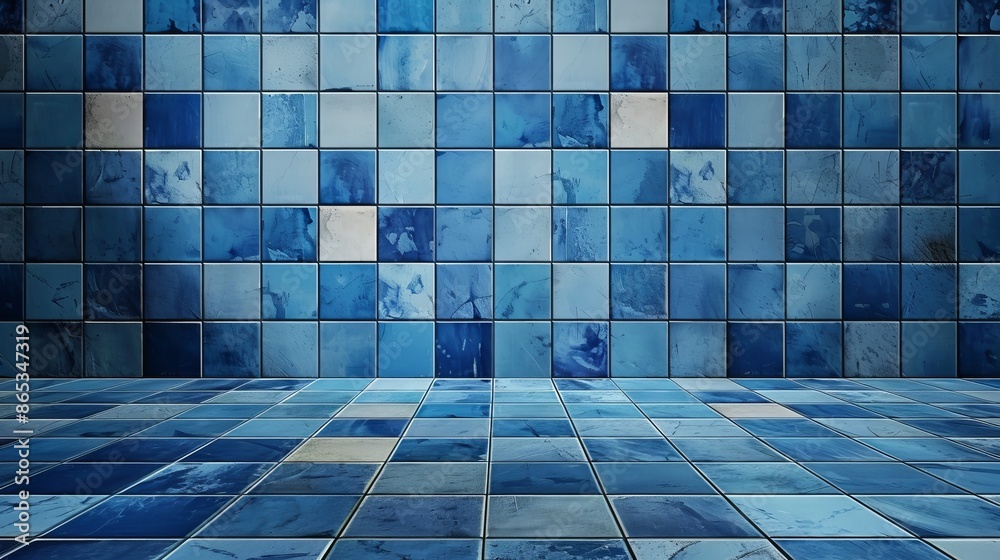 Blue checkered tile wall bathroom texture floor background, tiles ...